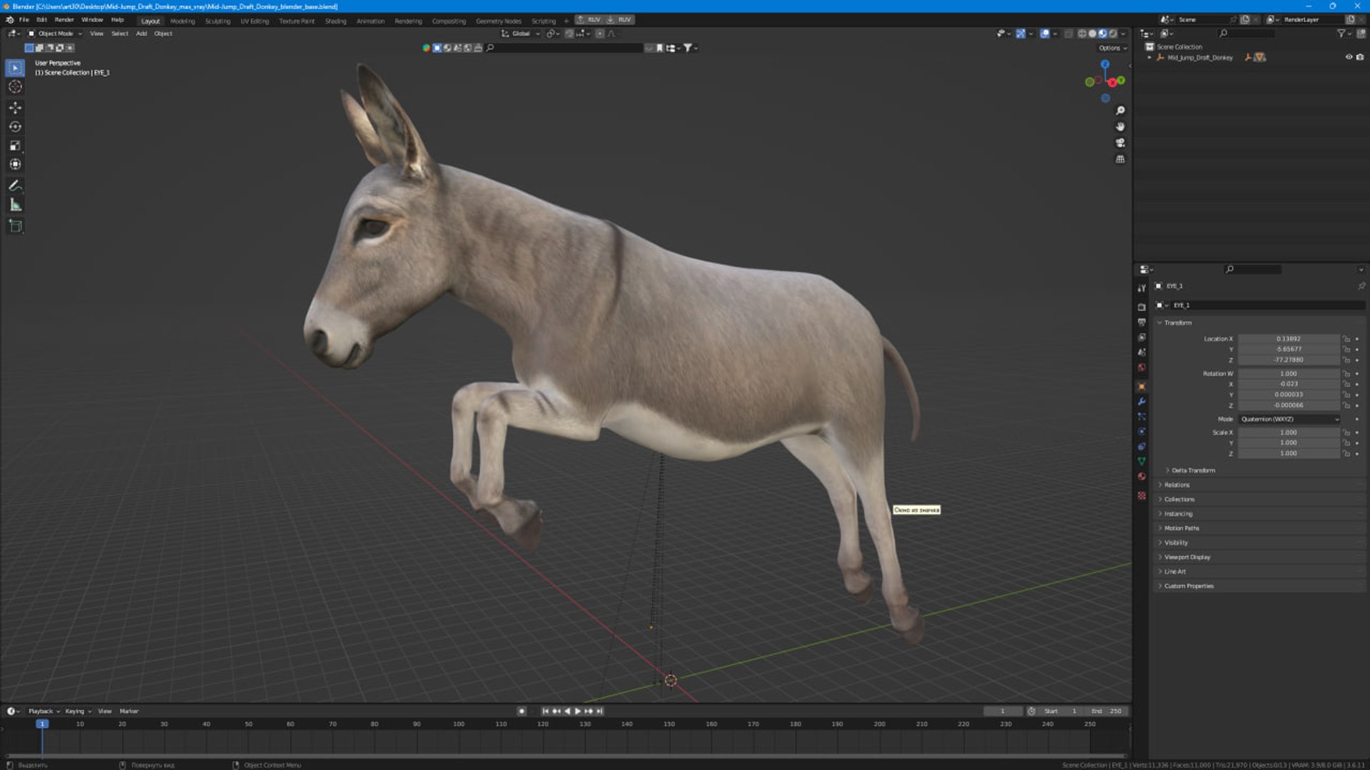 Mid-Jump Draft Donkey 3D Model - TurboSquid 2421870