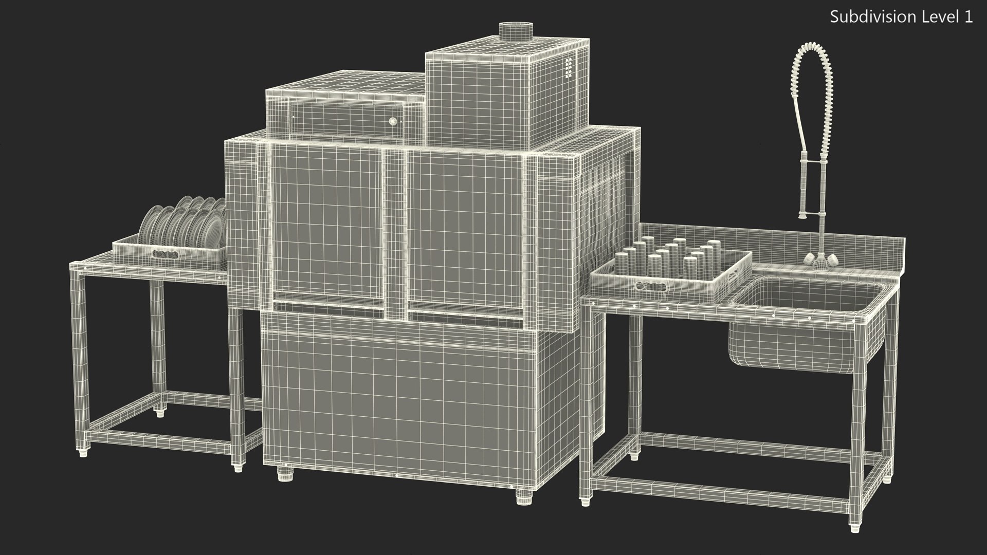 3D Conveyor Style Commercial Dishwasher model - TurboSquid 2073111