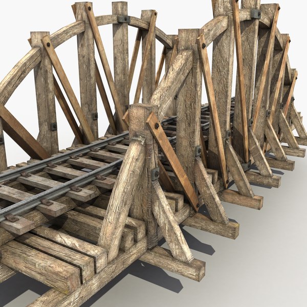 wooden railway bridge 3d model