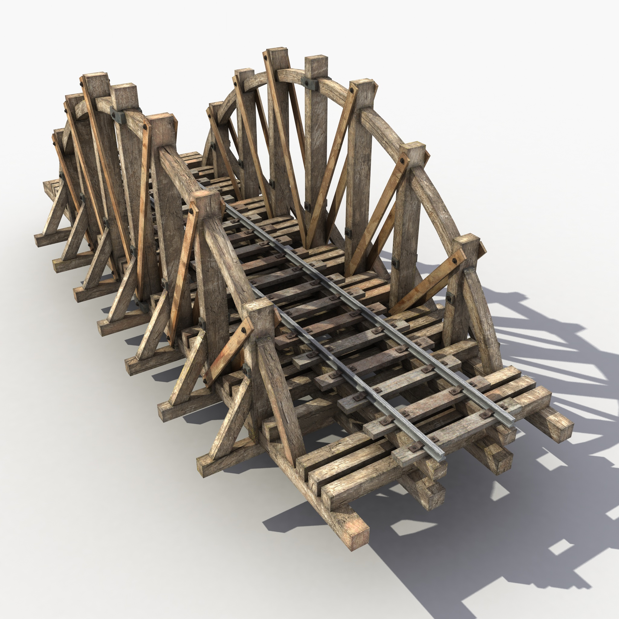 wooden railway bridge 3d model