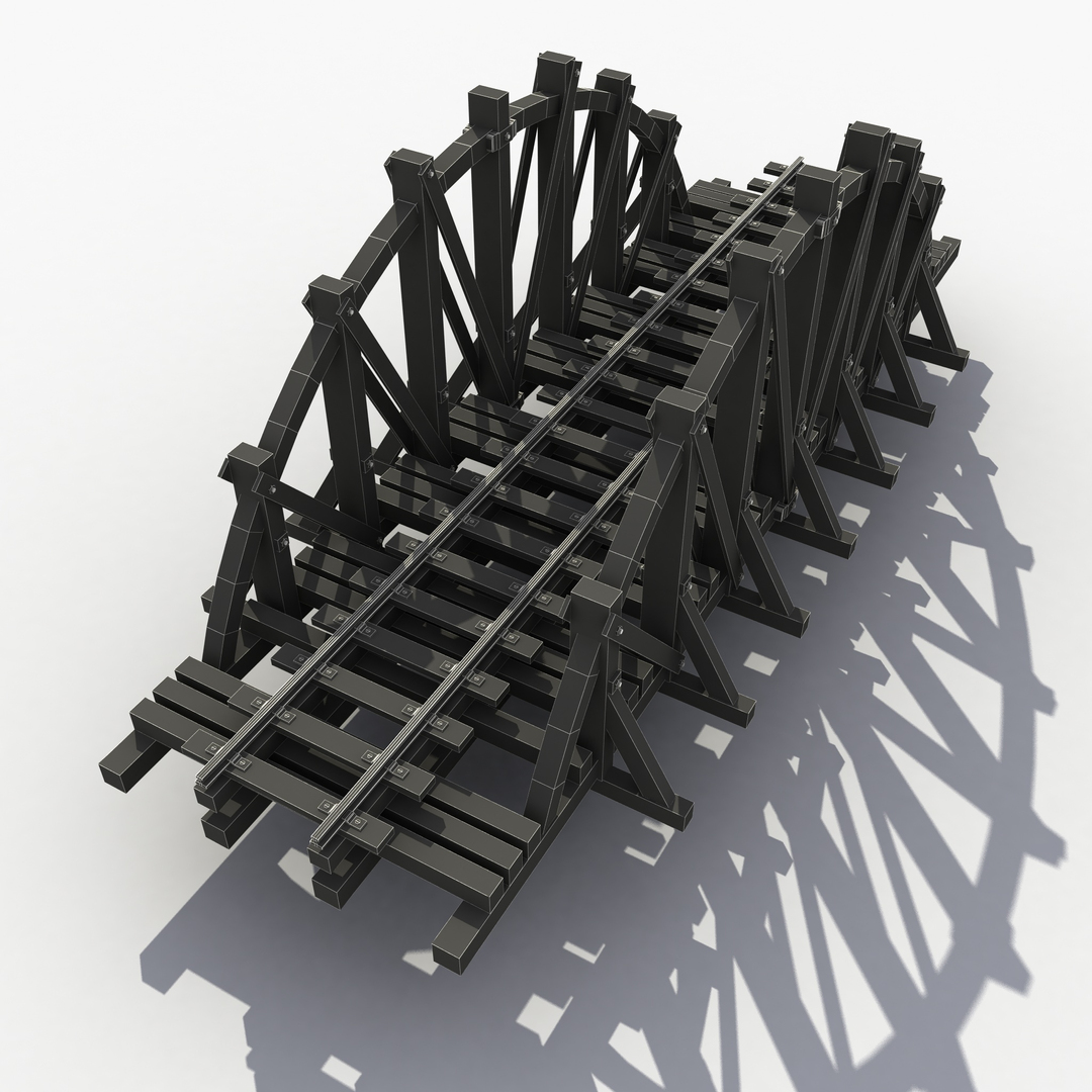 wooden railway bridge 3d model