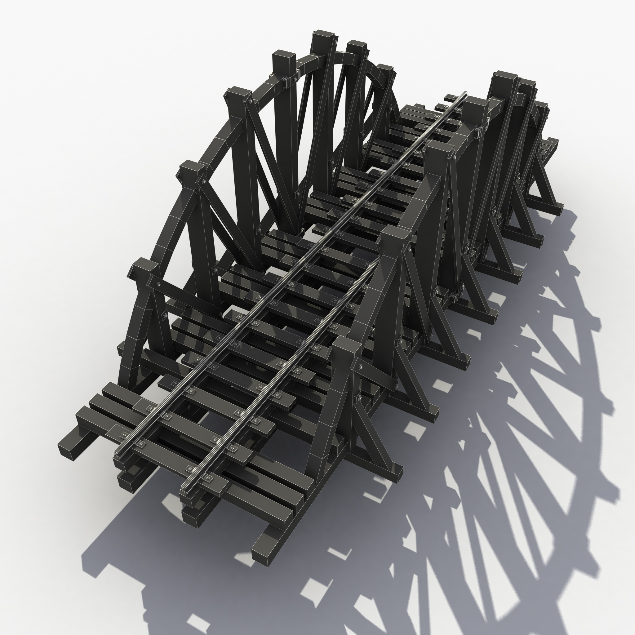 wooden railway bridge 3d model