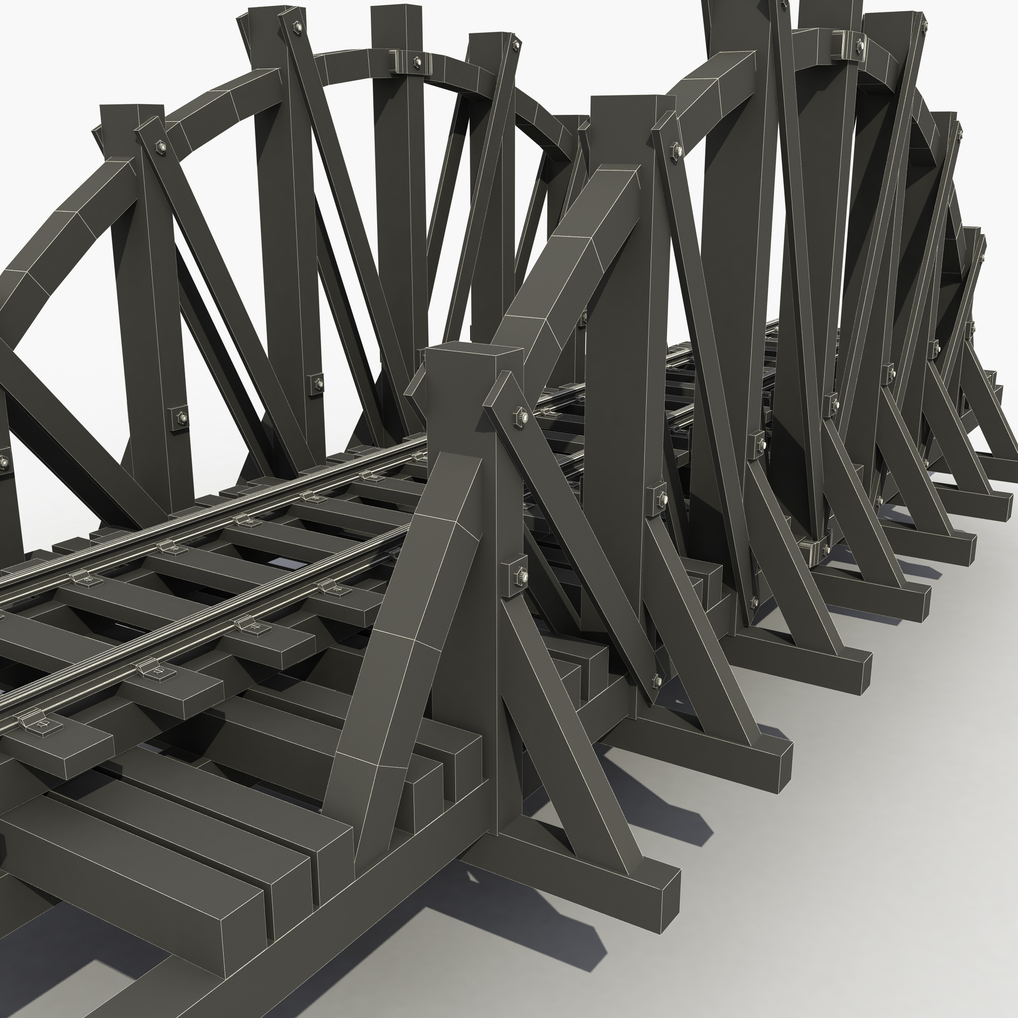 wooden railway bridge 3d model