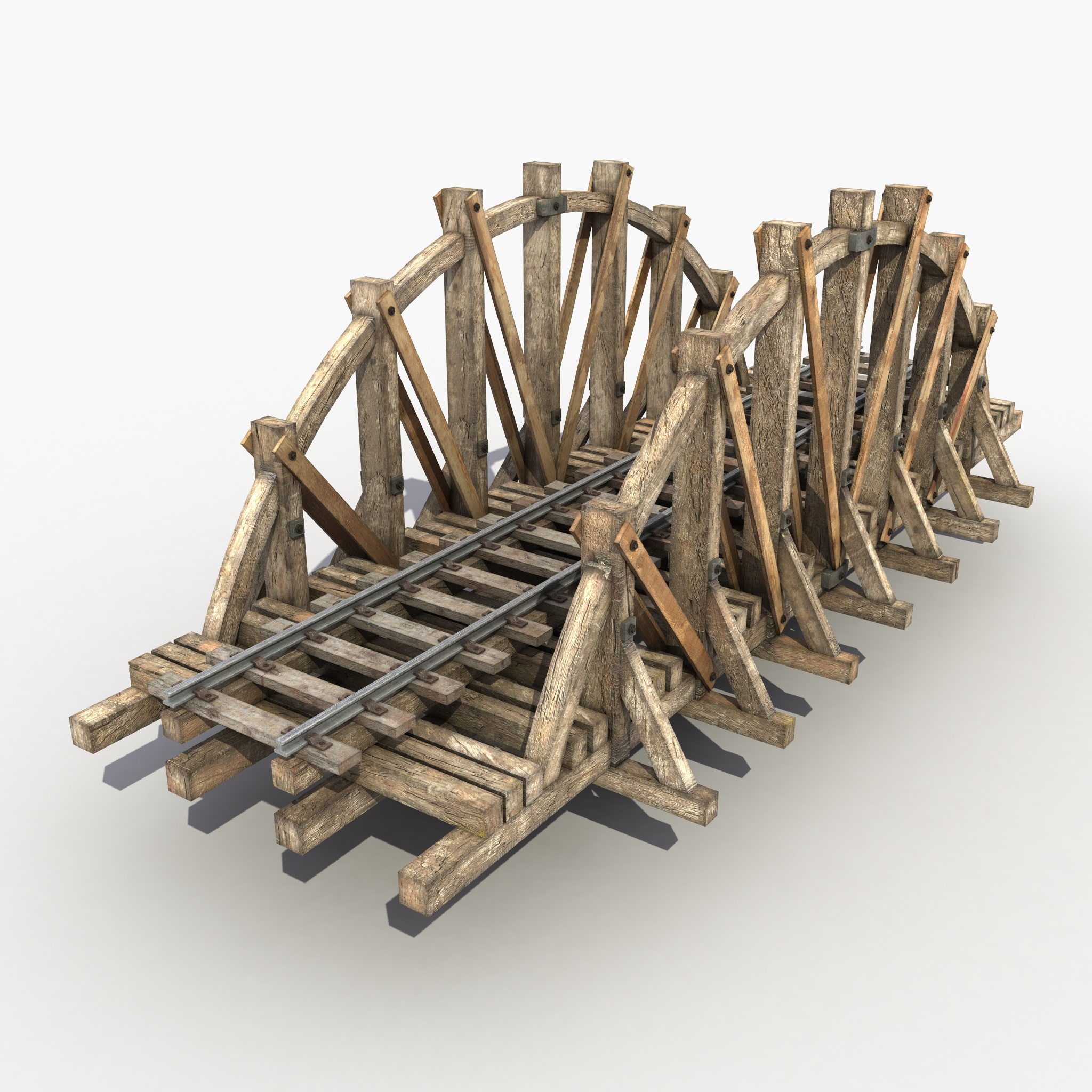 wooden railway bridge 3d model