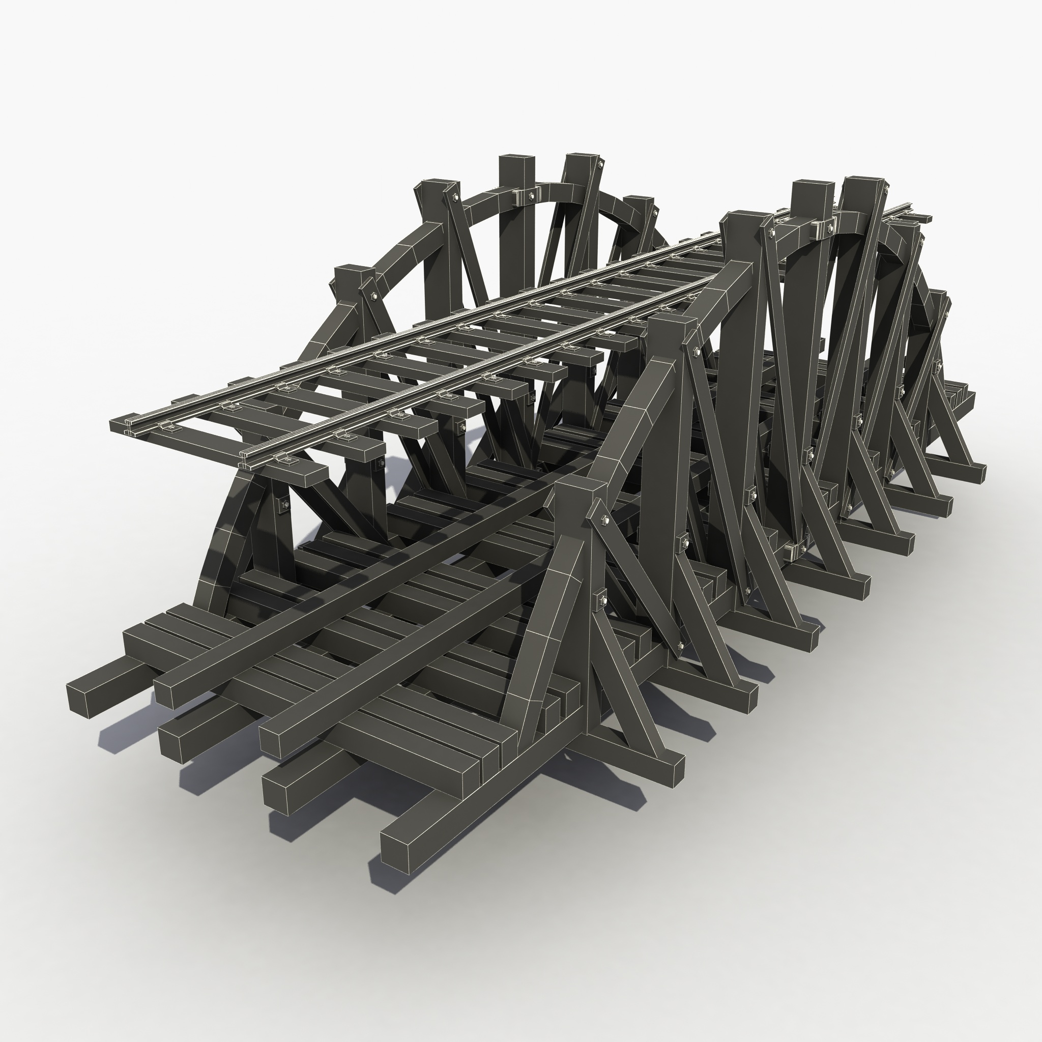 wooden railway bridge 3d model