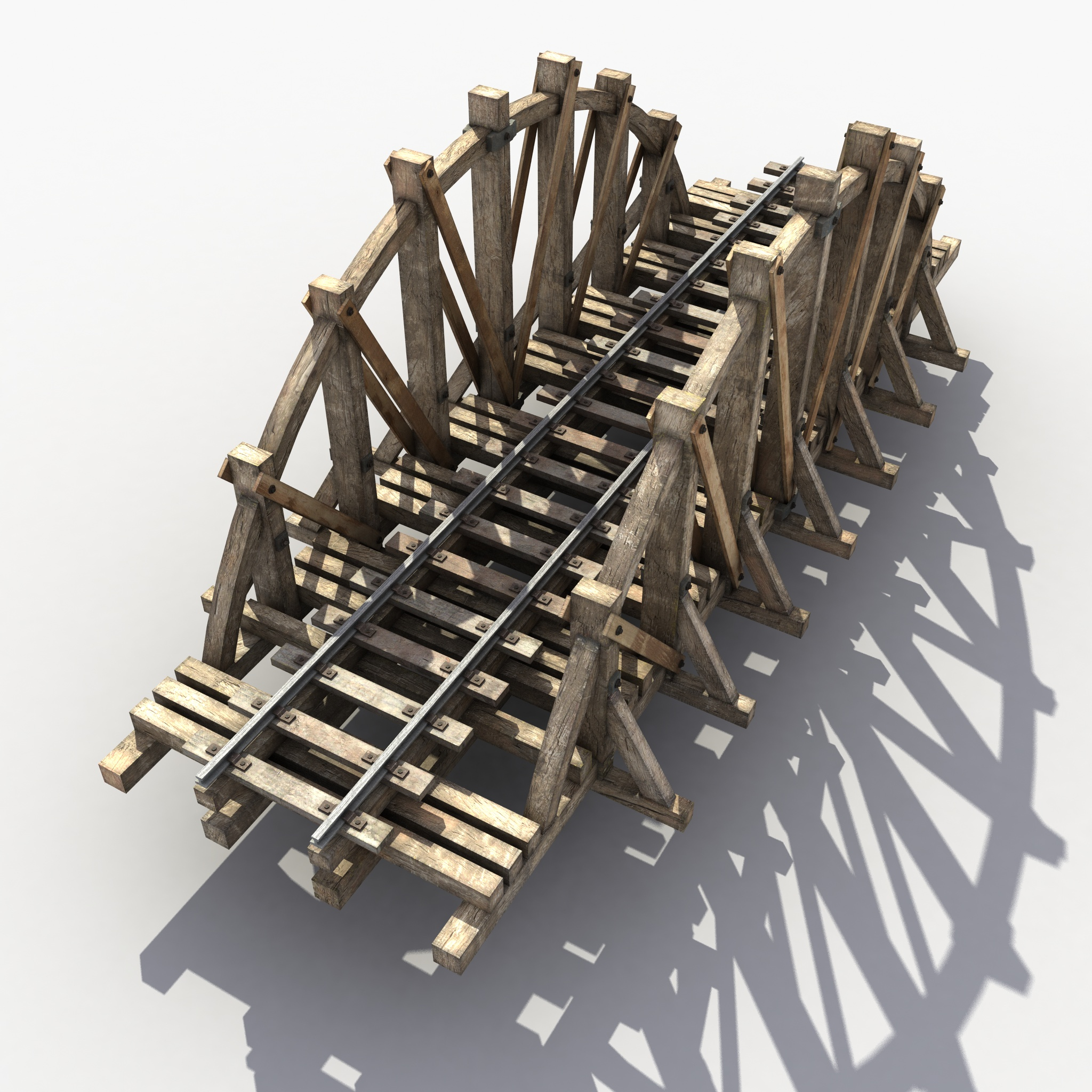 wooden railway bridge 3d model