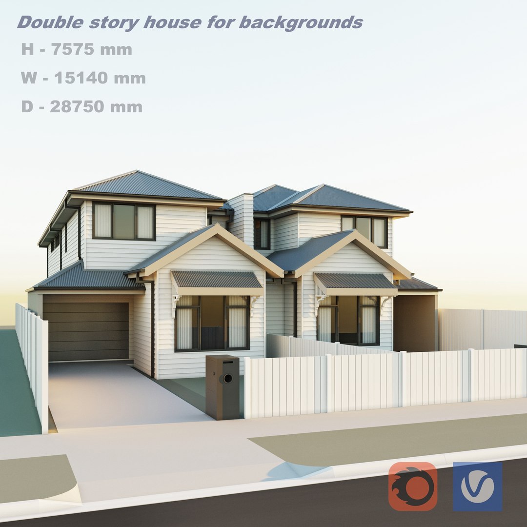 3D Double story house and Suburban house for backgrounds - TurboSquid ...