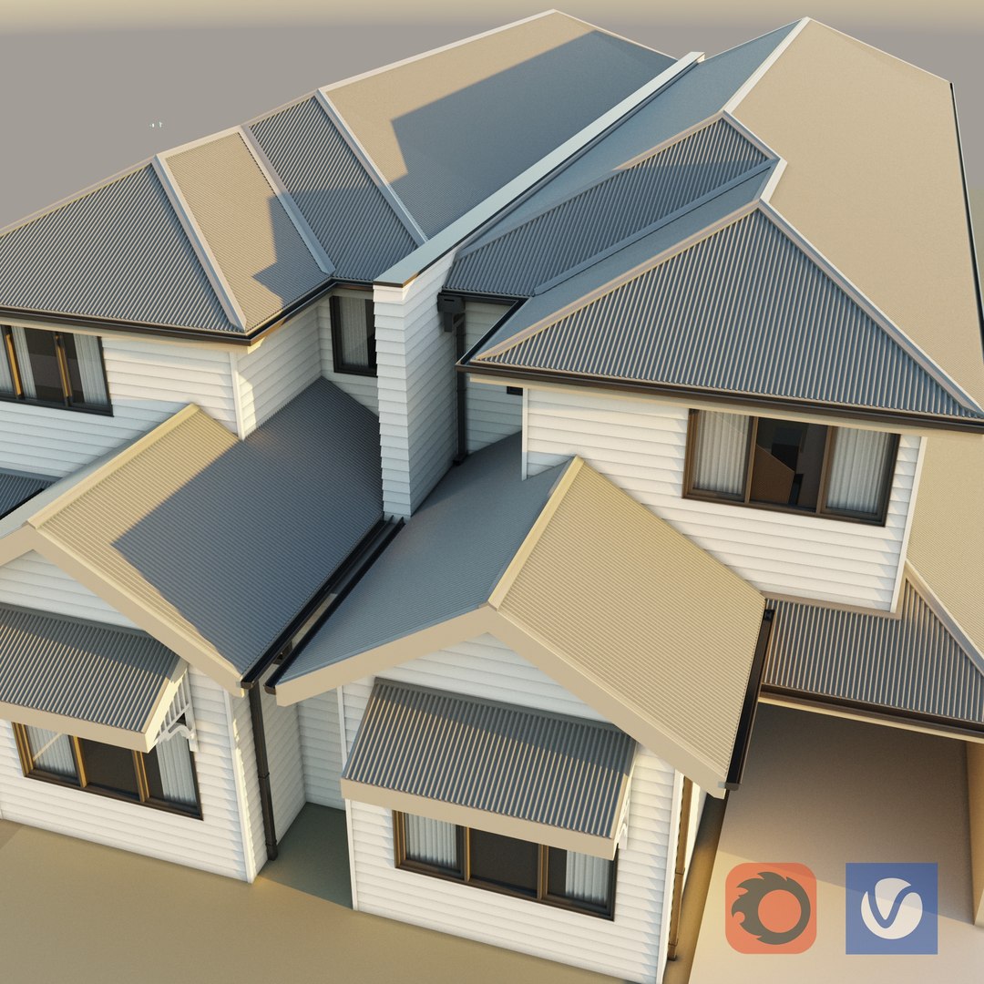 3D Double story house and Suburban house for backgrounds - TurboSquid ...