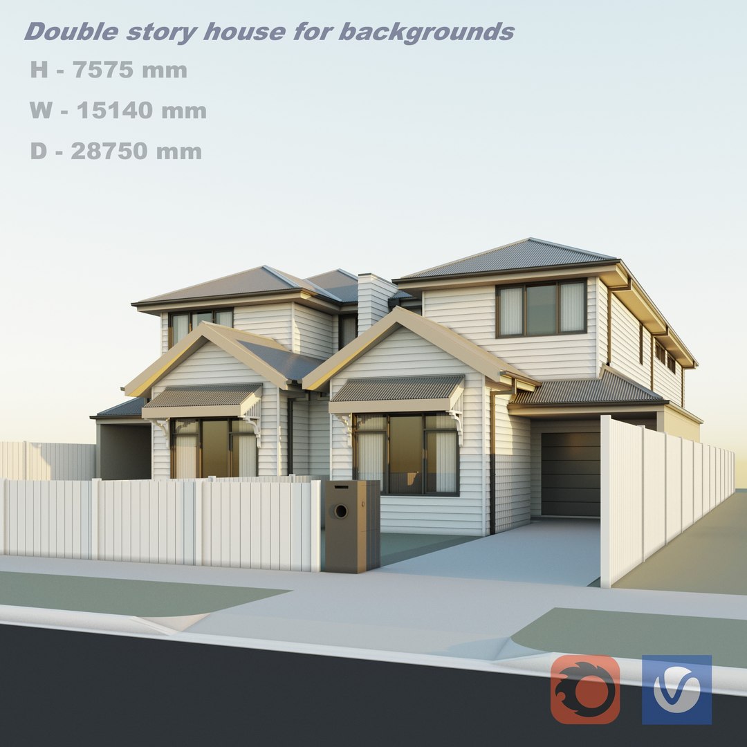 3D Double story house and Suburban house for backgrounds - TurboSquid ...