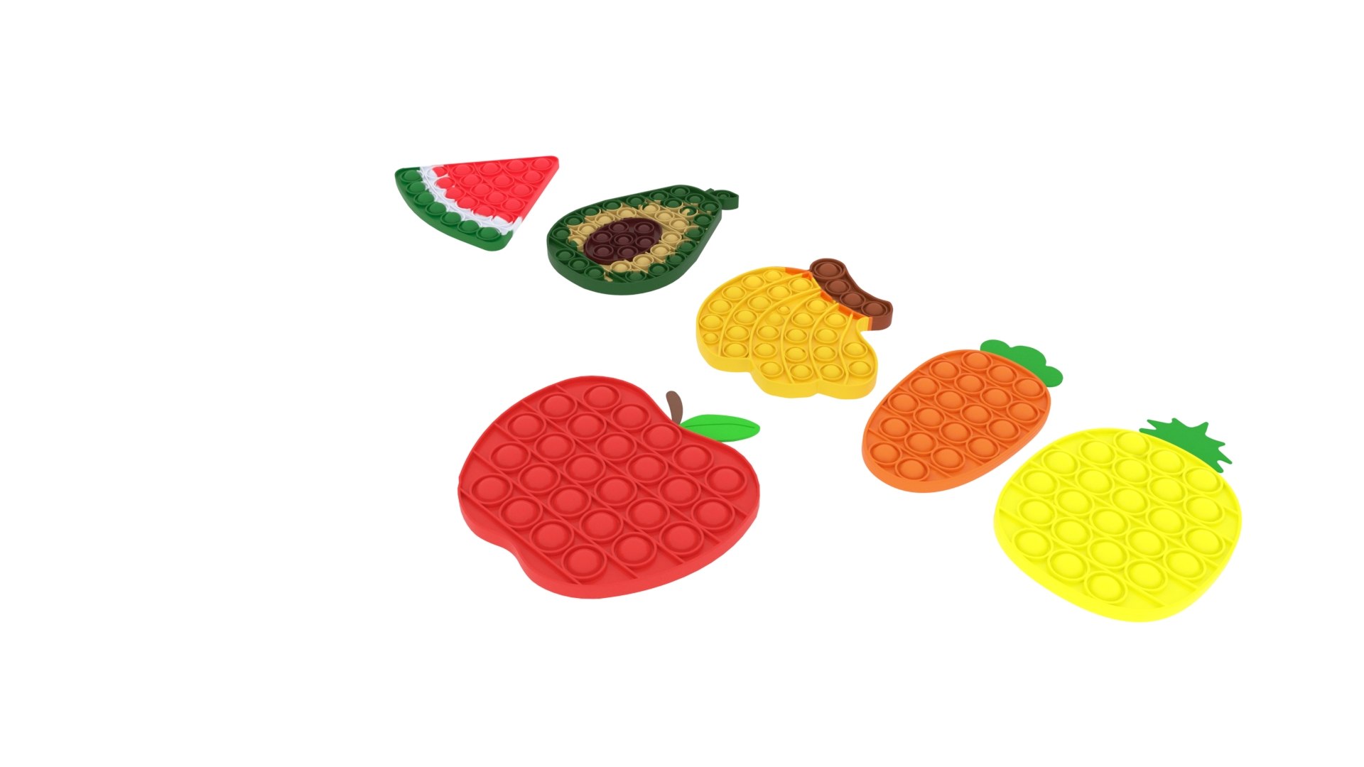 3D Fruits Pop It Fidget Toys Set Model - TurboSquid 1786495