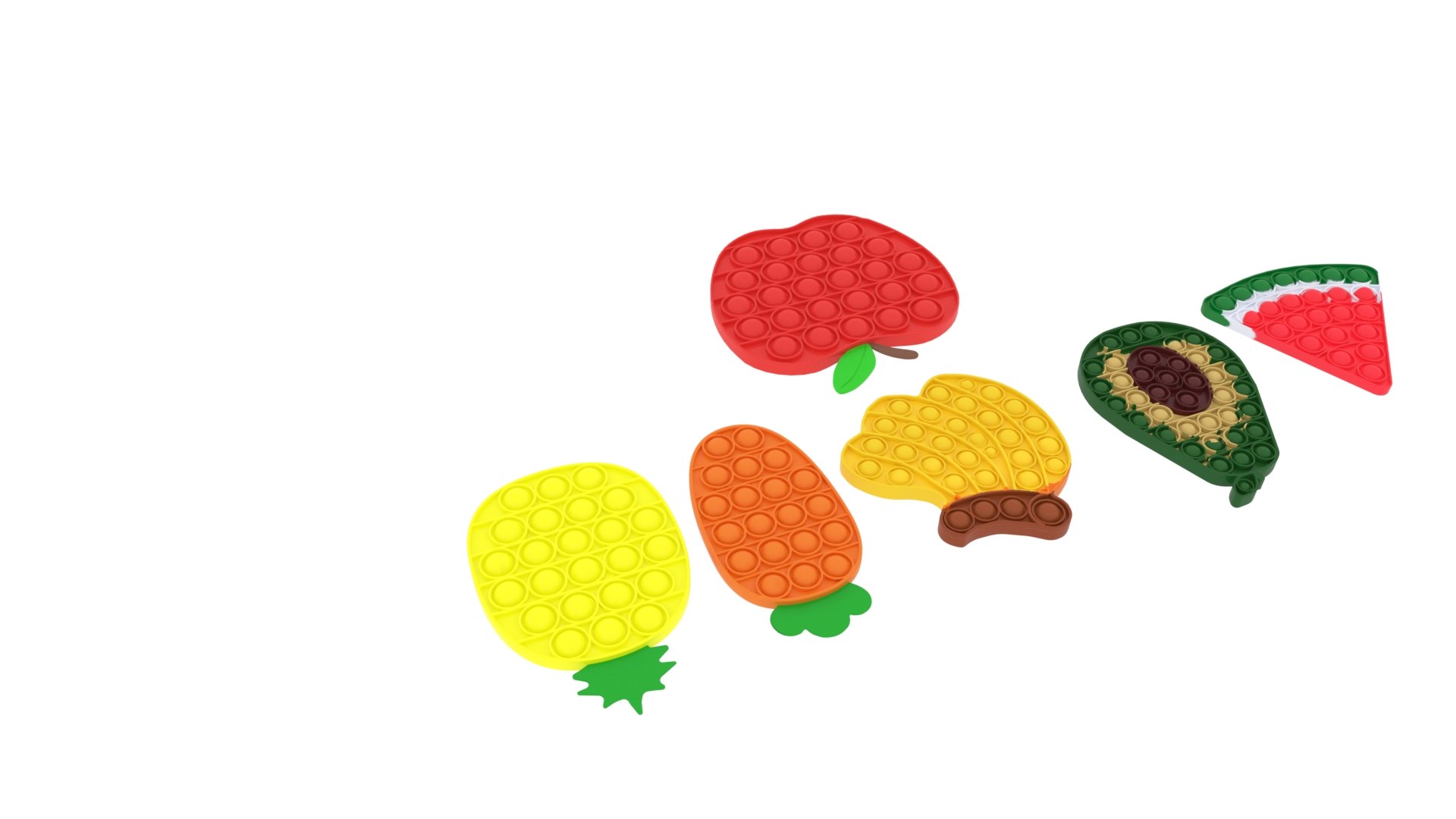 3D Fruits Pop It Fidget Toys Set Model - TurboSquid 1786495