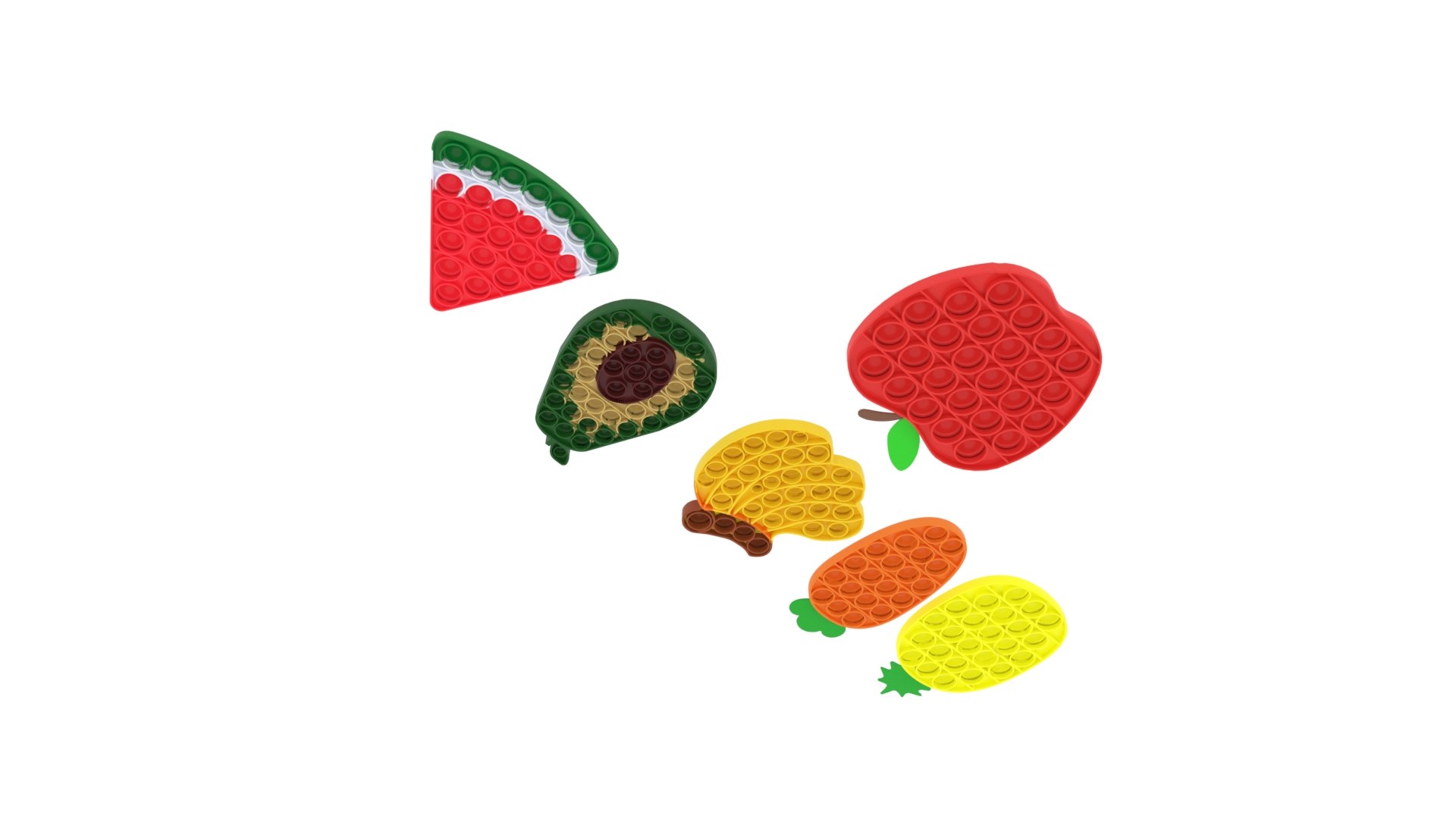 3D Fruits Pop It Fidget Toys Set Model - TurboSquid 1786495