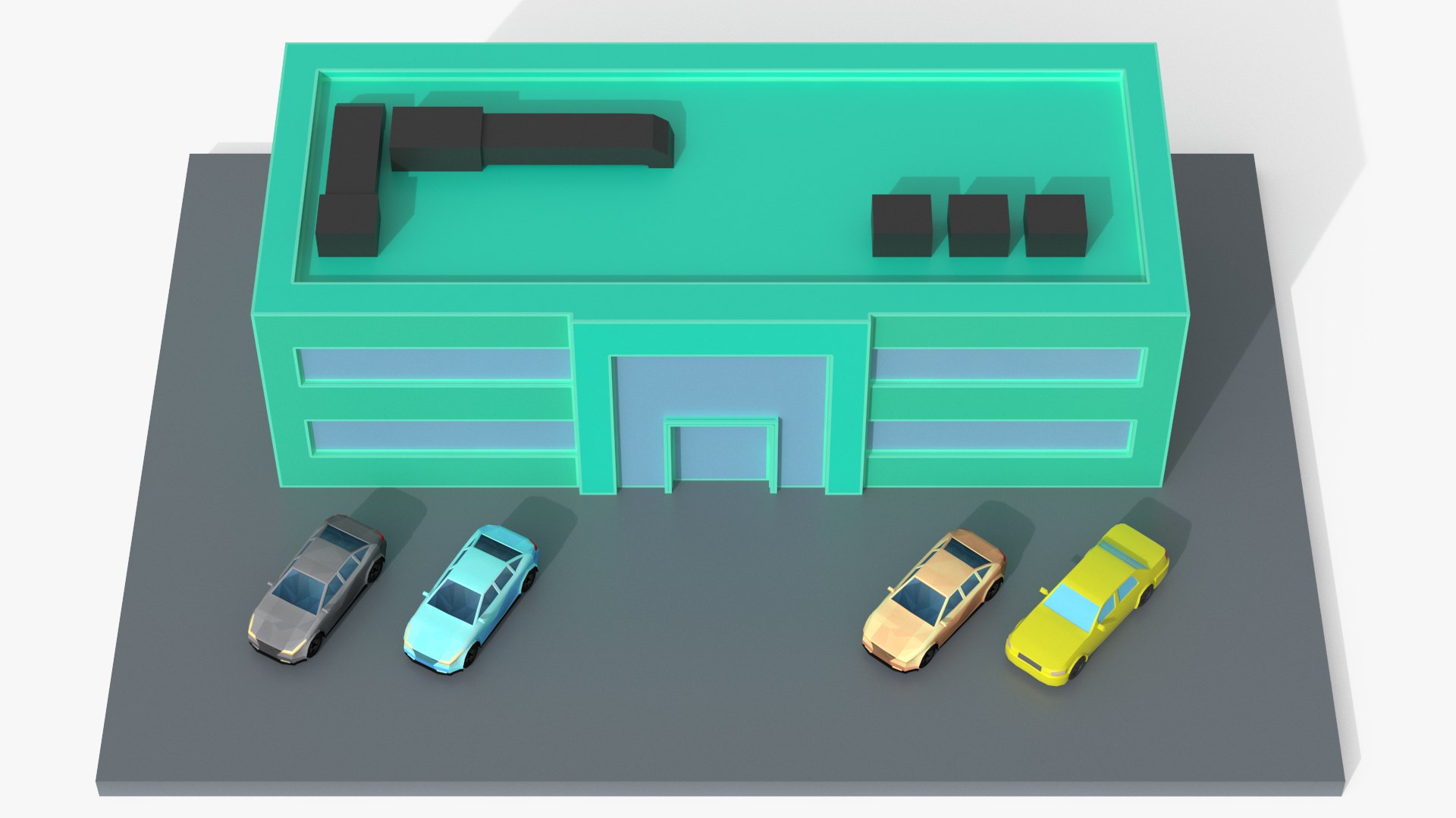 3D Low Poly Auto Dealership Building With Cars - TurboSquid 2424460