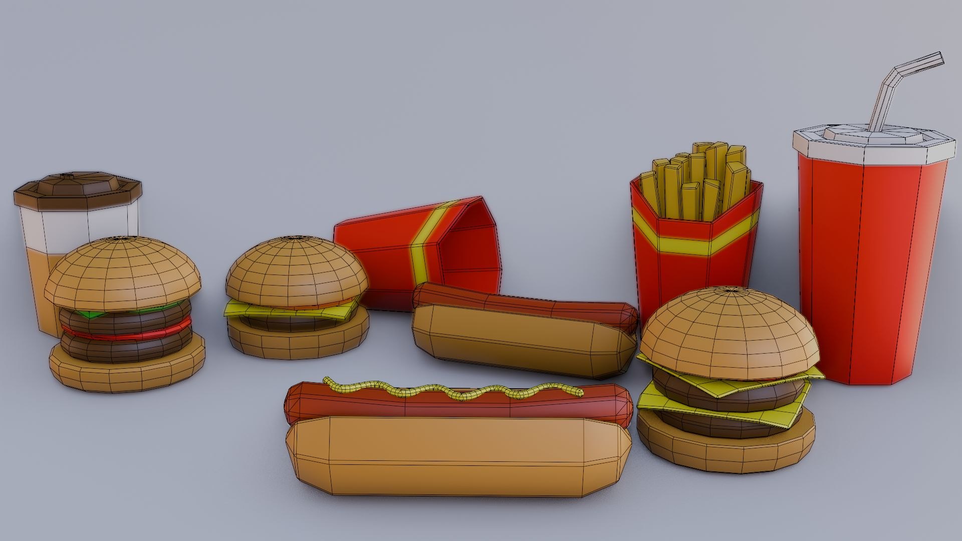 3D Fast Food Restaurant Low Poly Game Assets - TurboSquid 2332206
