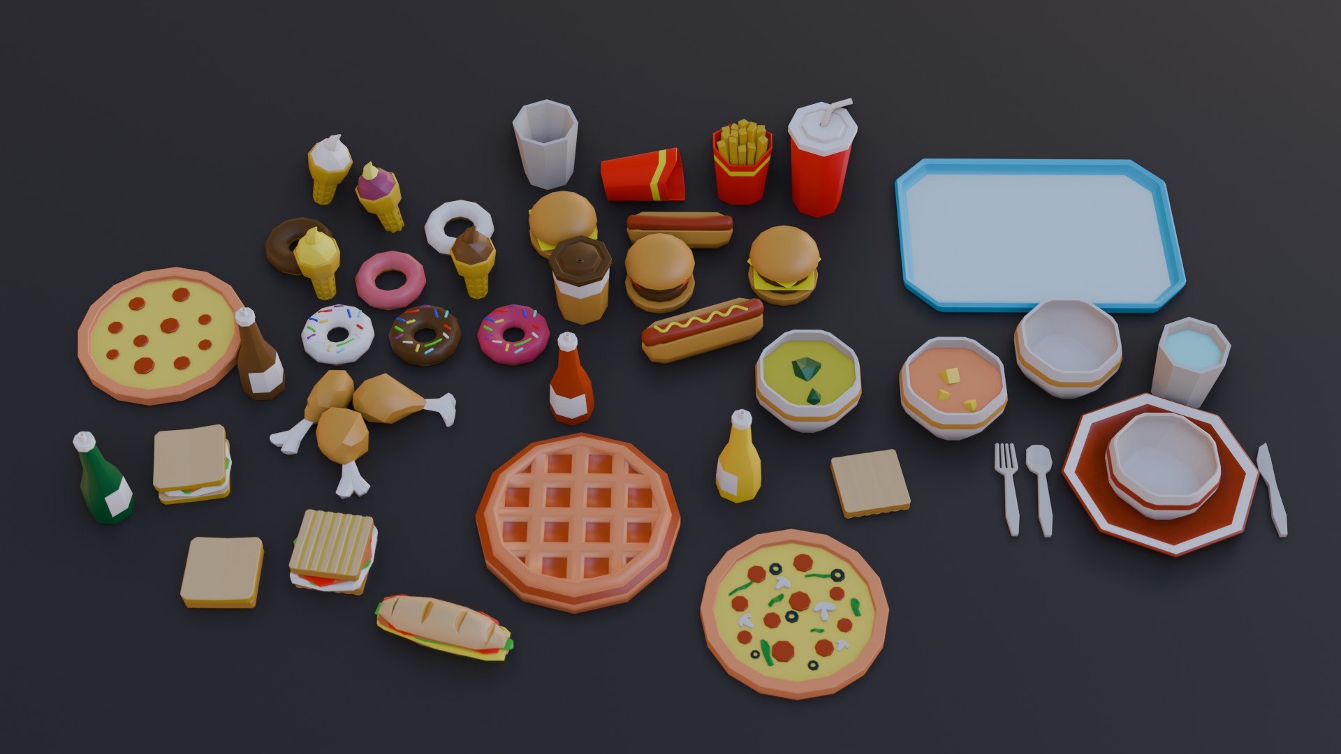 3D Fast Food Restaurant Low Poly Game Assets - TurboSquid 2332206
