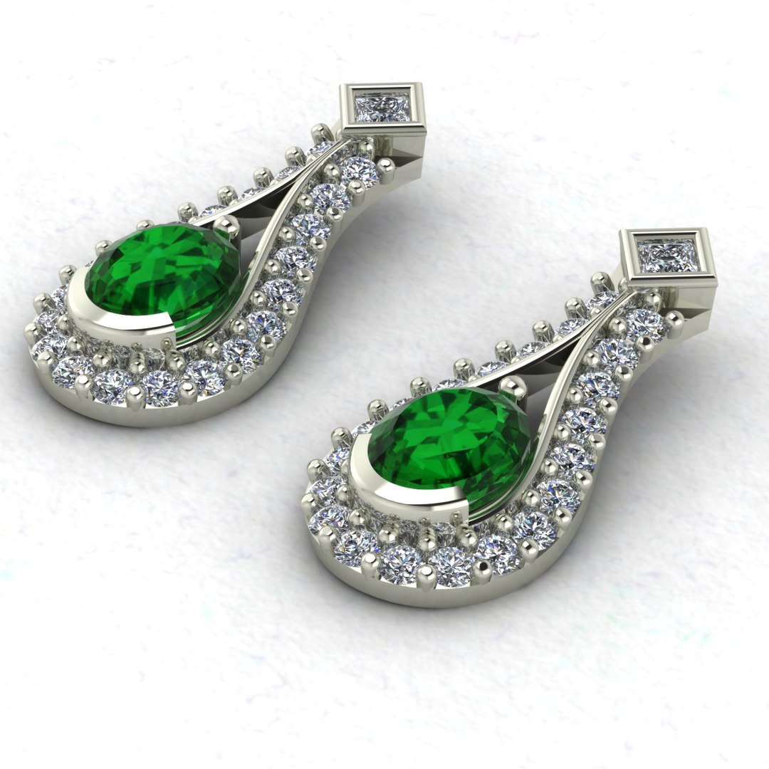 3d model earrings diamond gemstone