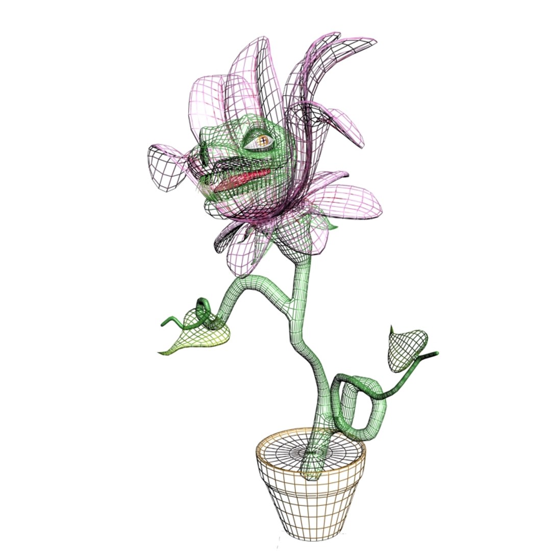 Cartoon Carnivorous Plant Rigged 3d Model