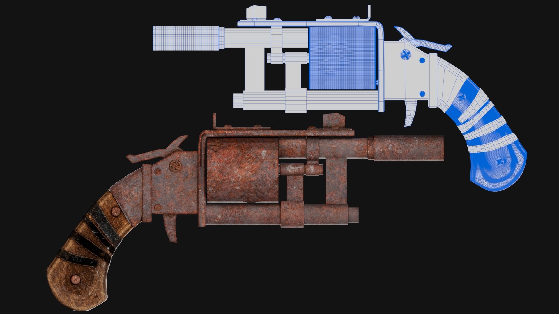 Rusty Pipe Revolver 3D Model - TurboSquid 1886314