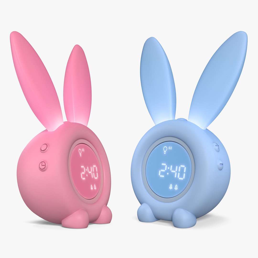 3D Model Bunny Clock In Pink And Blue - TurboSquid 1802192
