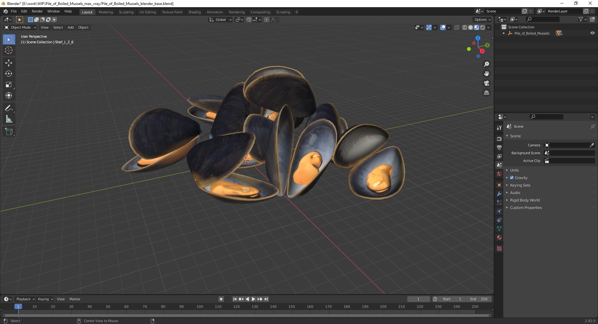 Pile Of Boiled Mussels 3D Model - TurboSquid 2277637