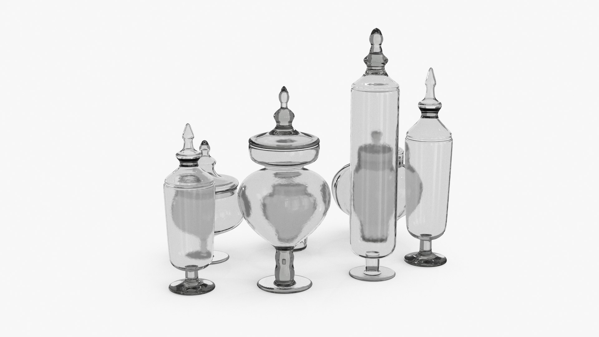 Glass Vase Set of 7 model - TurboSquid 2077085