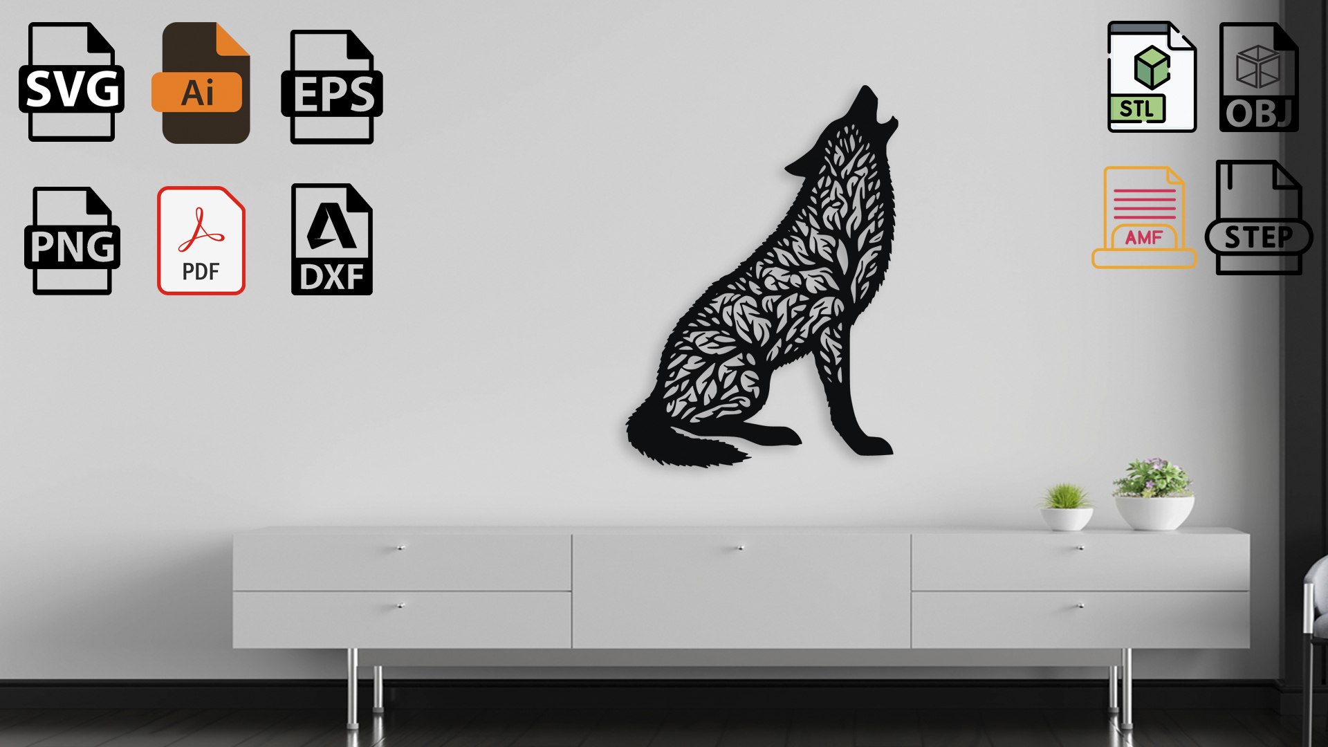 3D Howling Wolf Wall Decor Model - TurboSquid 2429694
