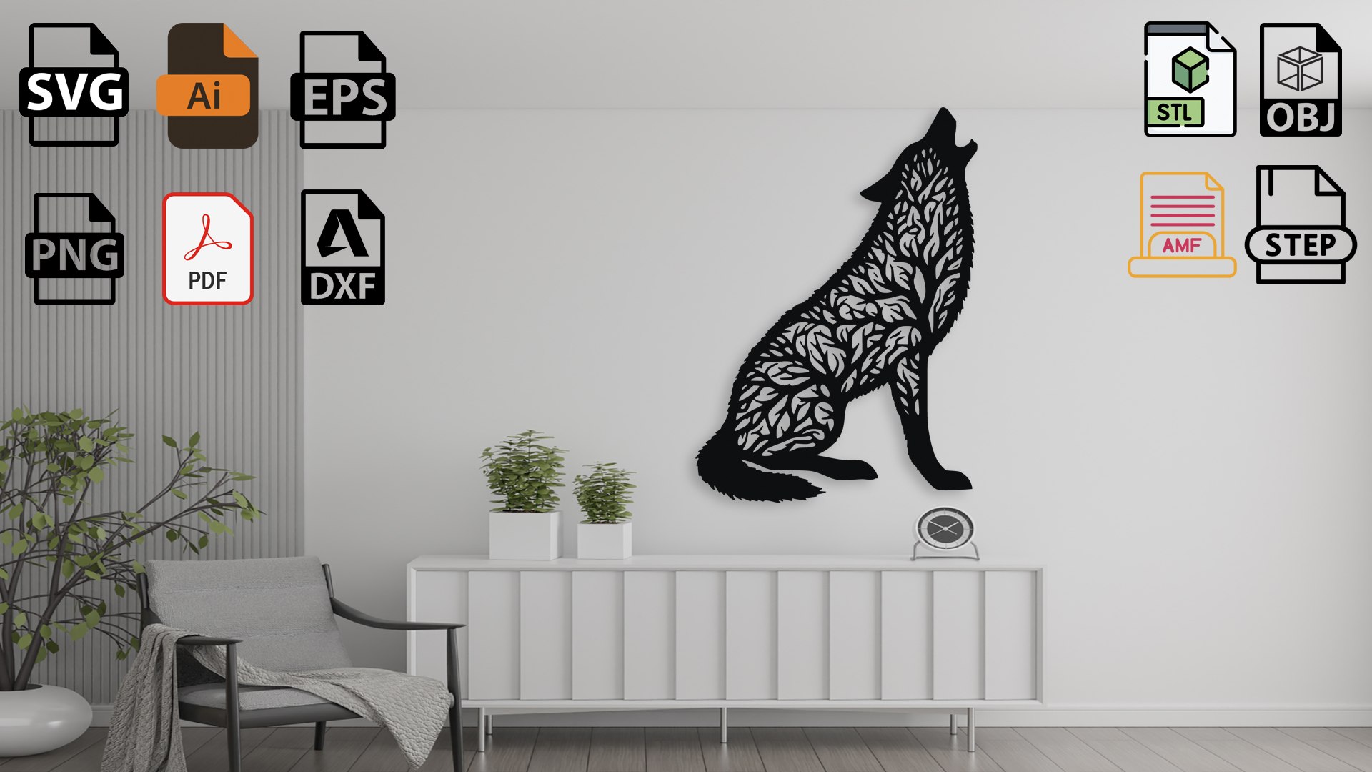 3D Howling Wolf Wall Decor Model - TurboSquid 2429694