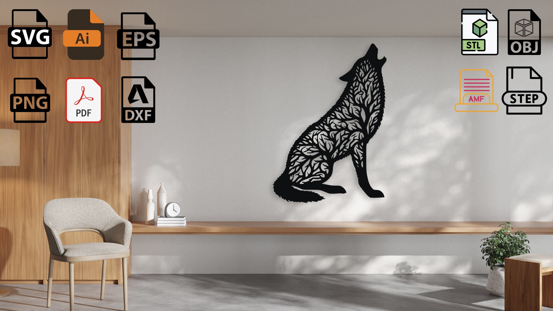 3D Howling Wolf Wall Decor Model - TurboSquid 2429694