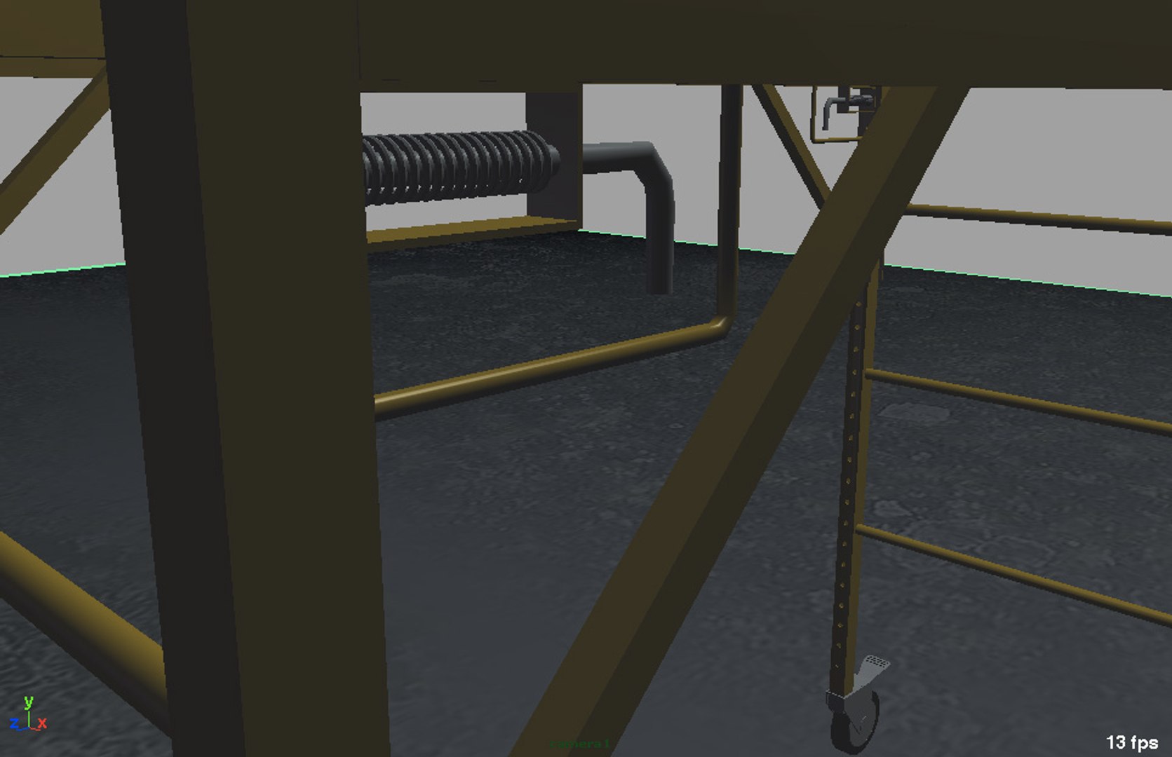 Yellow Baker Scaffolding 3d Model