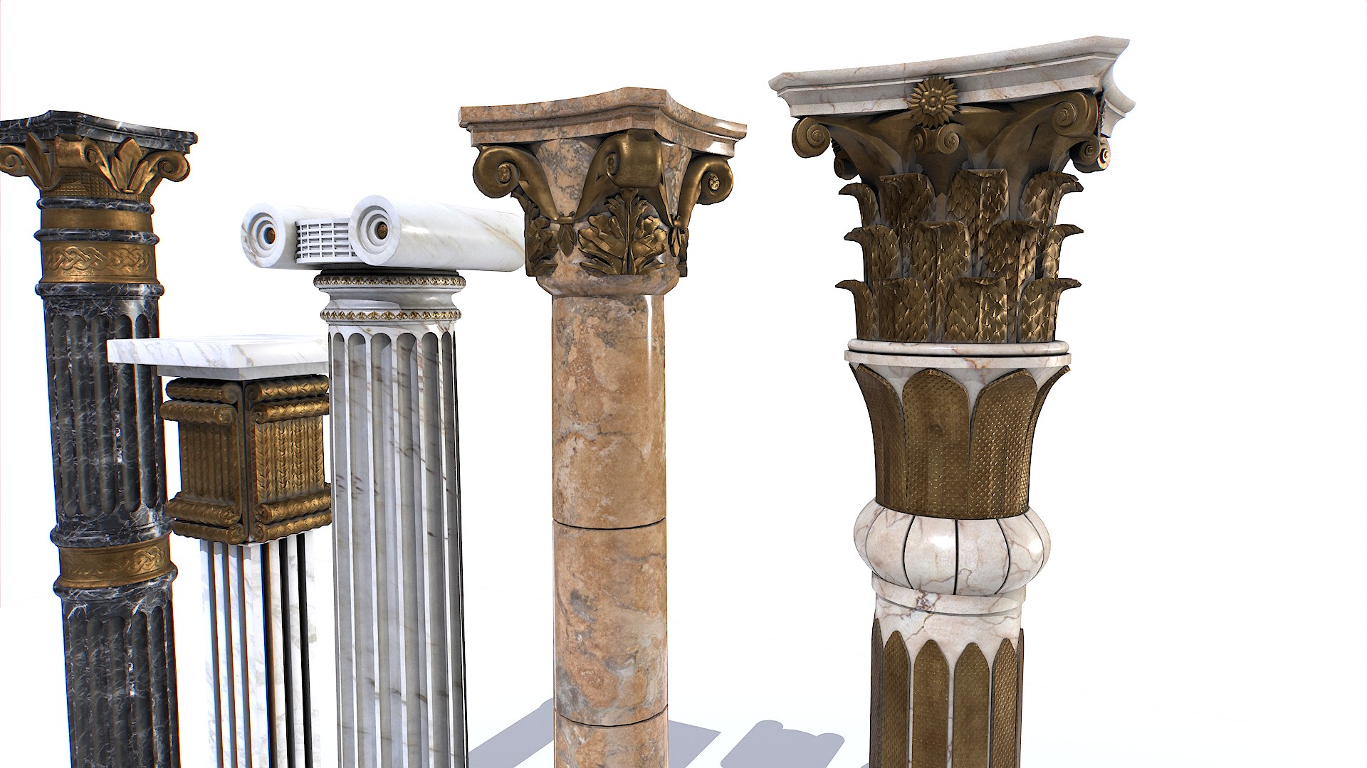 Marble Columns Pack Model - TurboSquid 2150455
