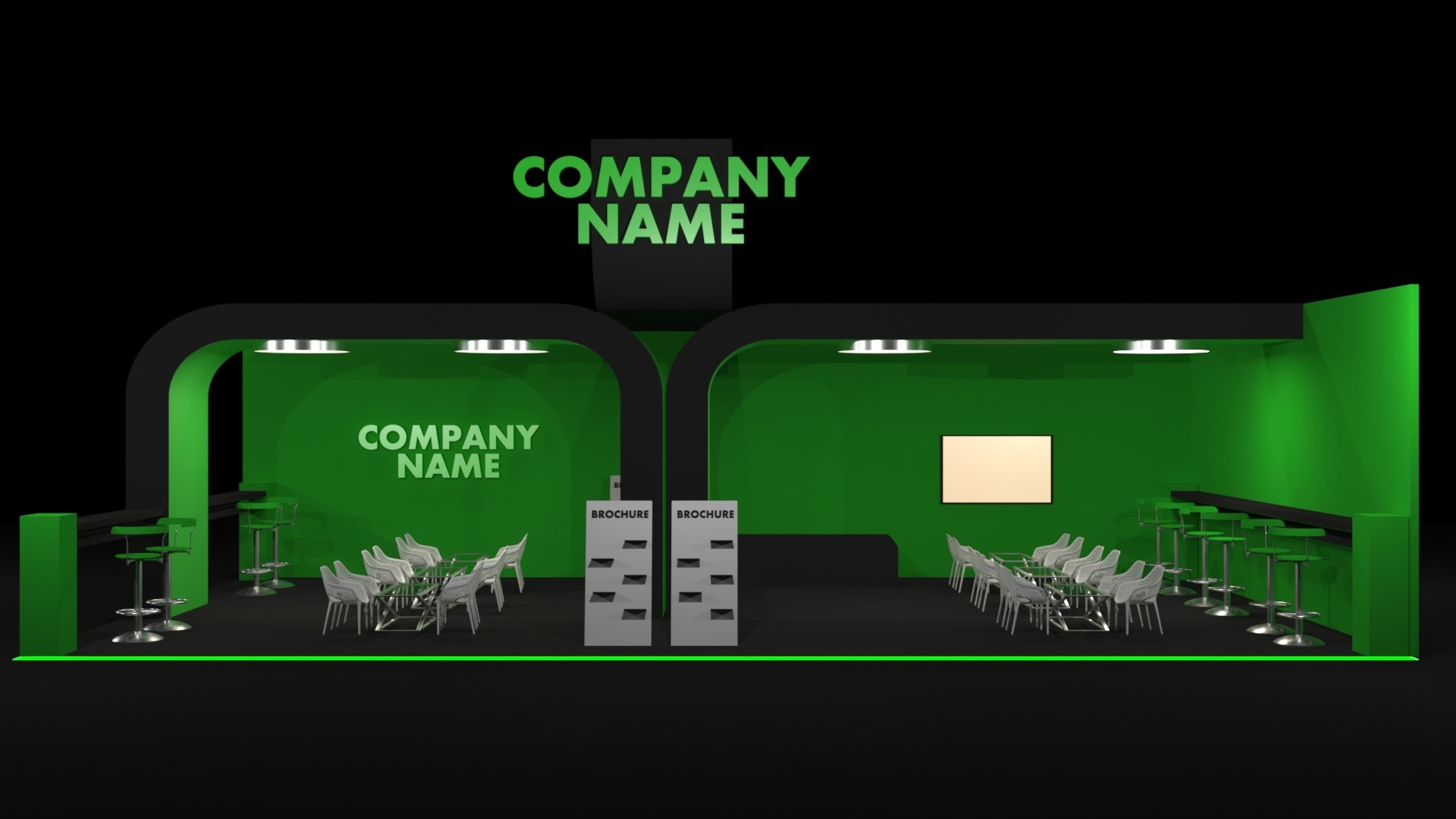 Green And Black Booth Exhibition Stand Stall 3D Model - TurboSquid 2105187
