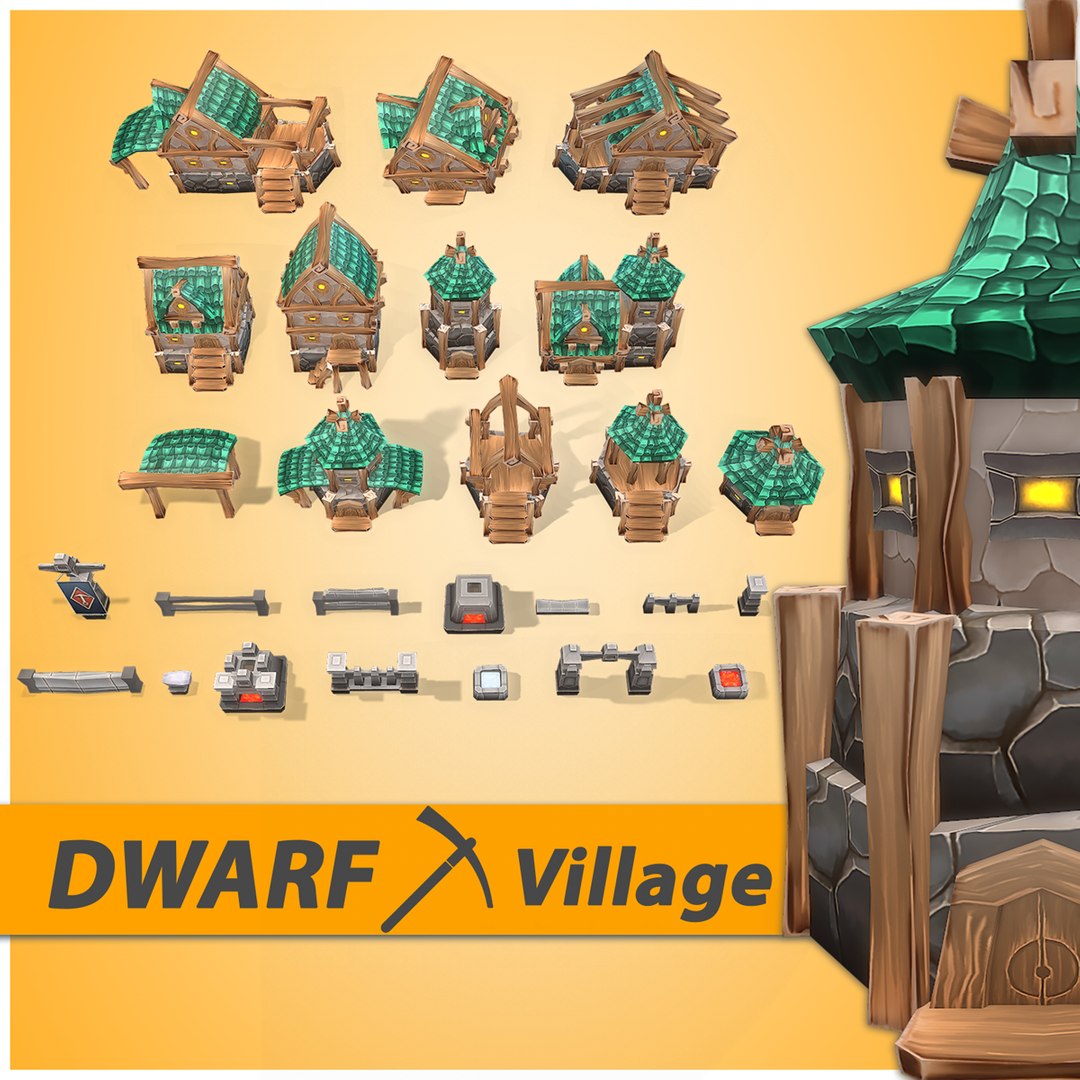 3D Dwarf RTS Fantasy Buildings - TurboSquid 1795616