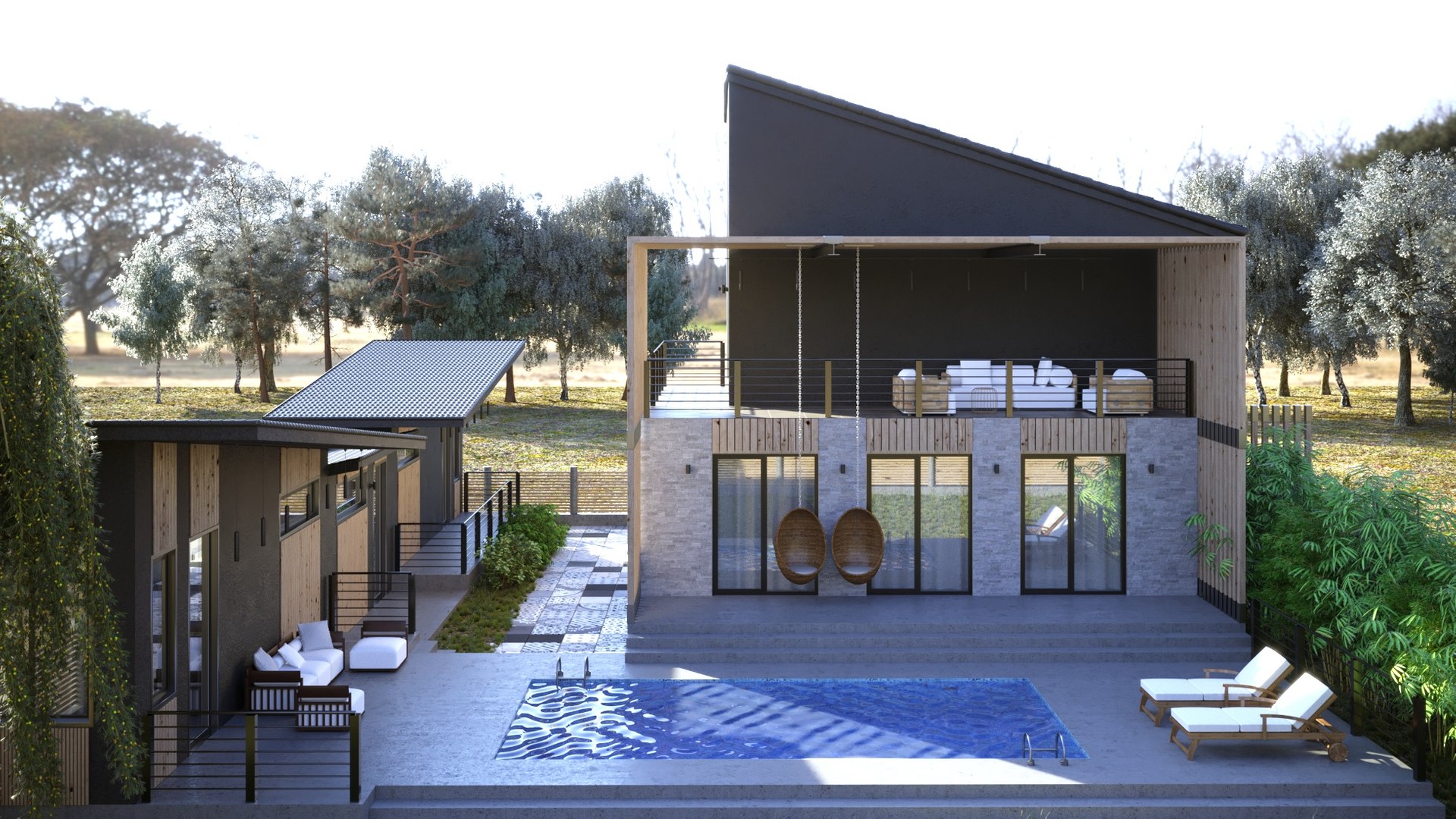 Modern Residential House Swimming Pool Model - TurboSquid 1345259