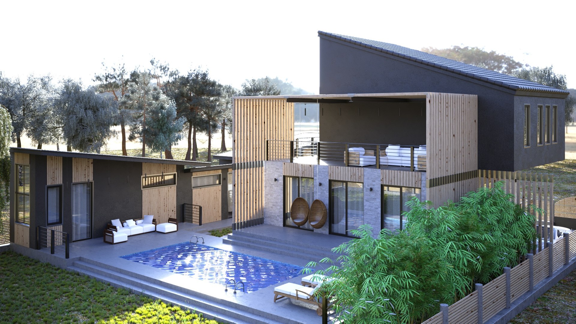 Modern Residential House Swimming Pool Model - TurboSquid 1345259