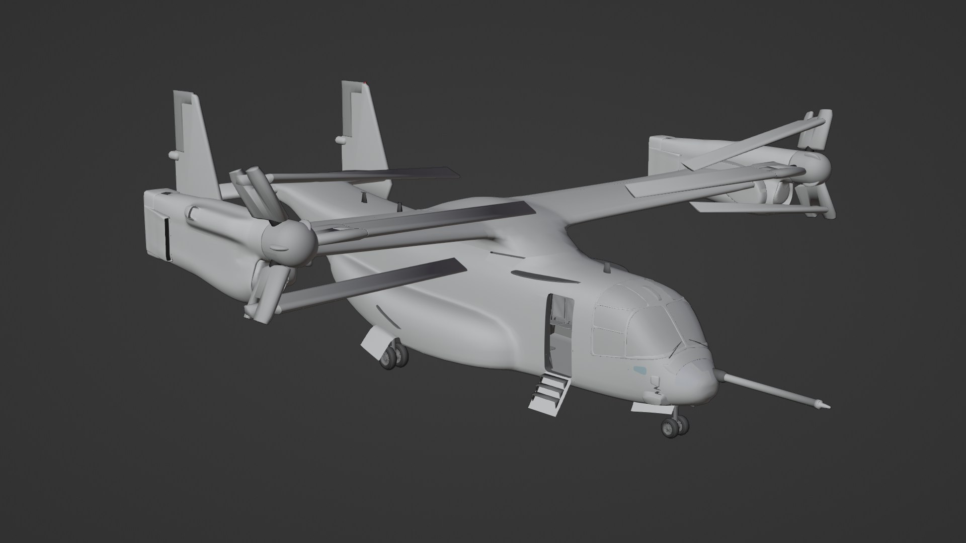 3D V-22 Osprey Gray Military Transport Aircraft 3D Model Model ...