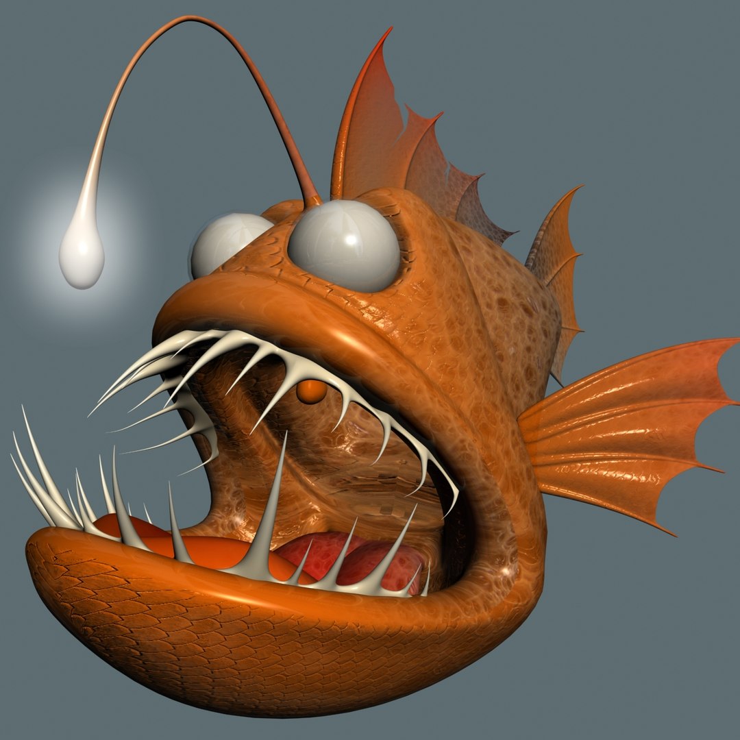 3d Model Cartoon Anglerfish Rigged Animation