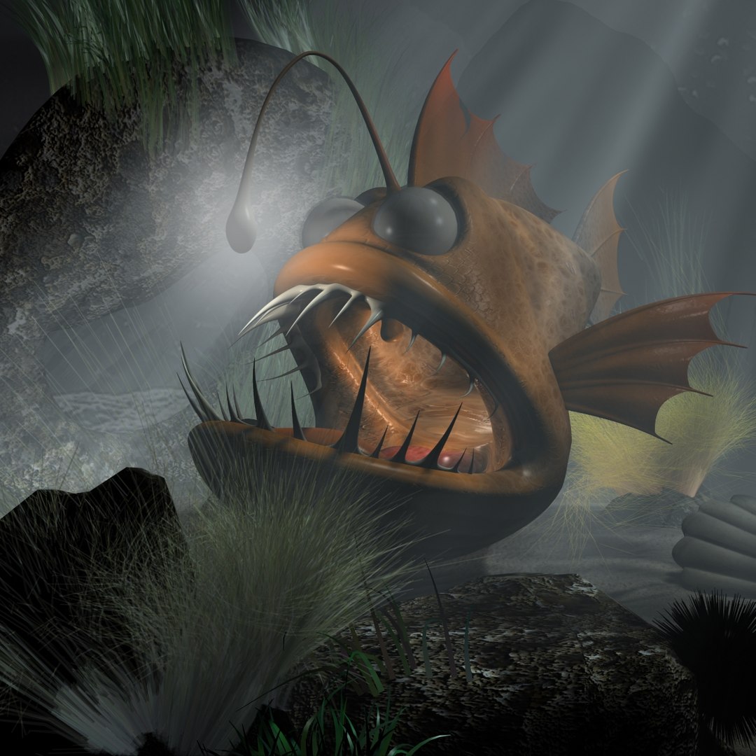 3d Model Cartoon Anglerfish Rigged Animation