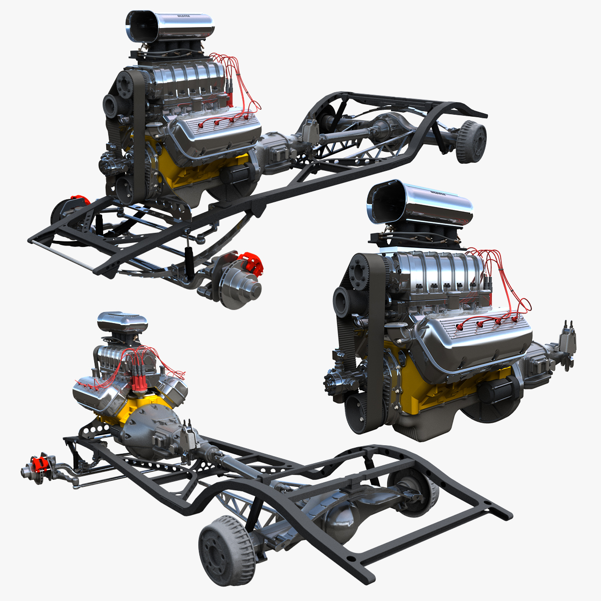 Custom hotrod frame 3D model - TurboSquid 1648883