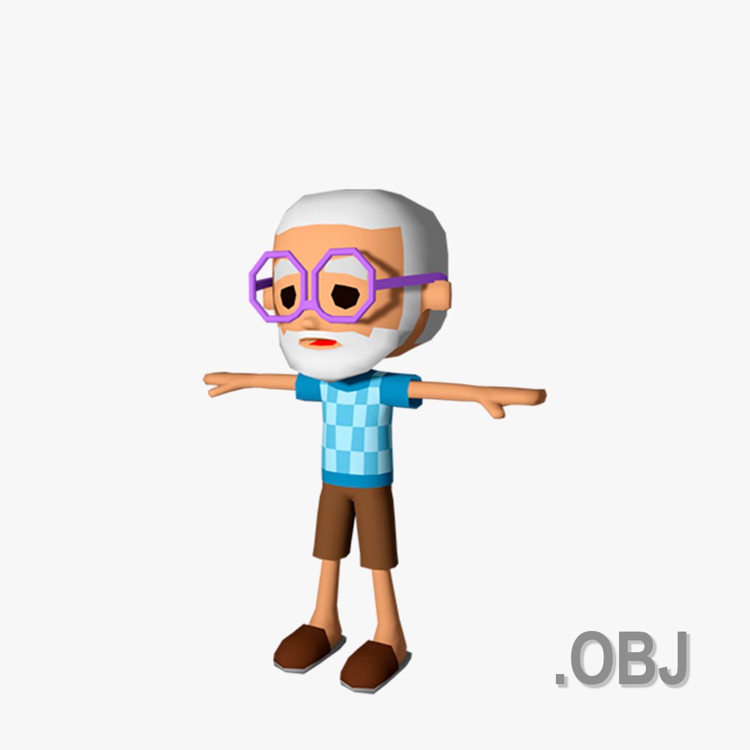 Old Man - OBJ - Low Poly Quad 3D Model - TurboSquid 1785507