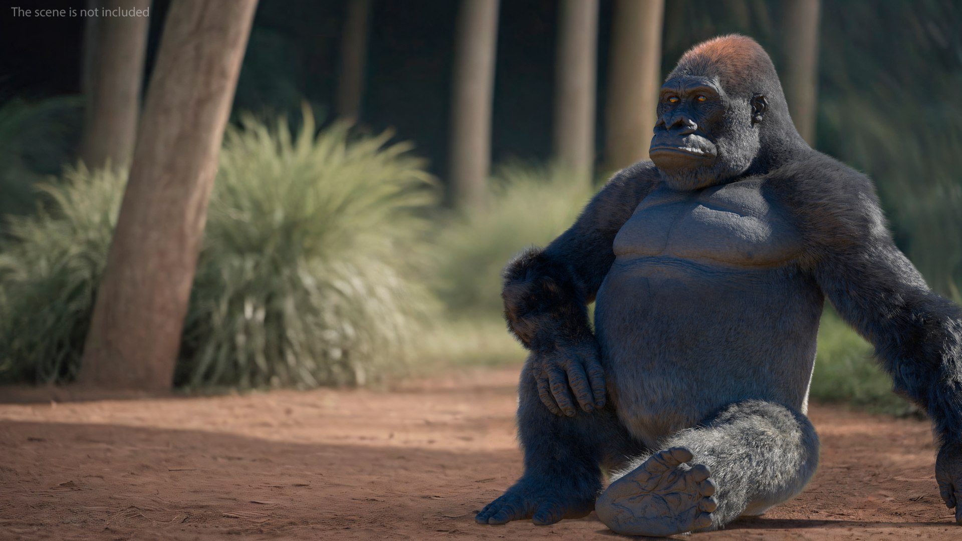 3D Eastern Gorilla Sitting Pose Fur Model - TurboSquid 2193348
