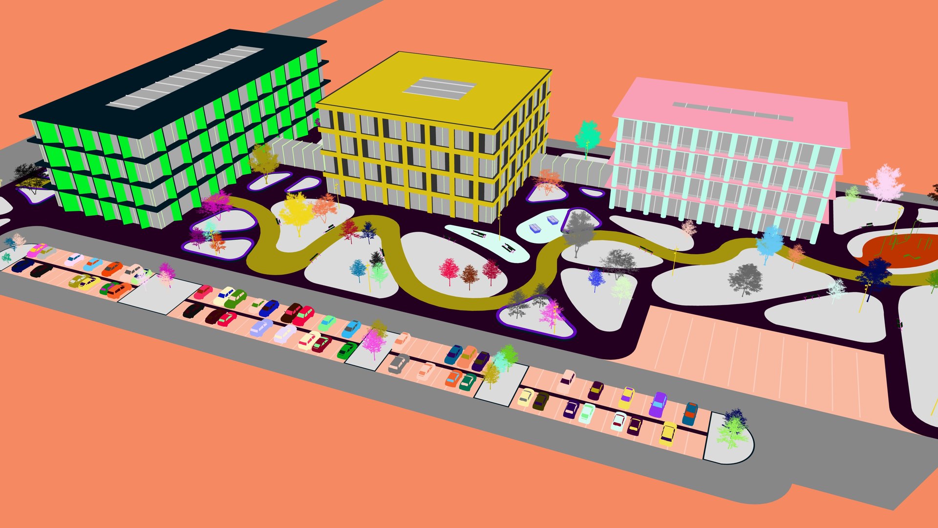 3D Model Multifunctional Complex Campus - TurboSquid 2154398
