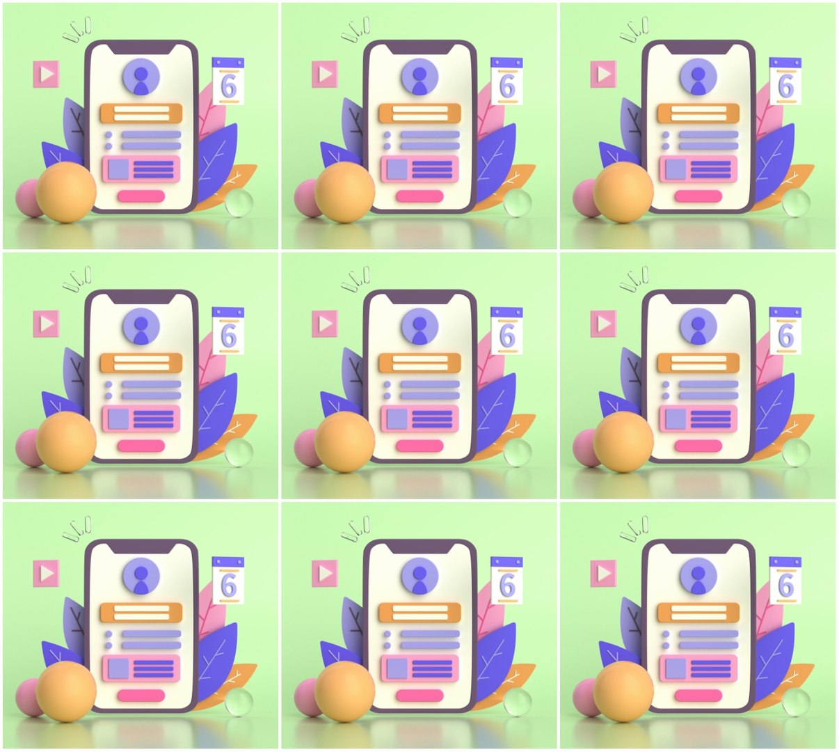 3D model Cartoon elements Cartoon scene TWO-DIMENSIONAL office UI icon ...