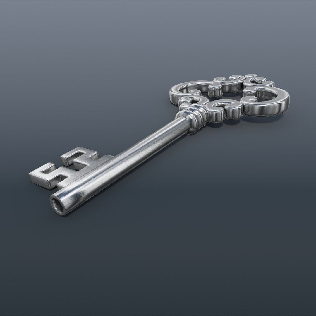 3d Realistic Silver Key Model