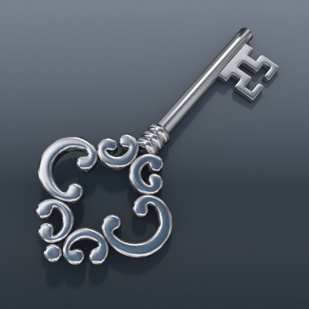 3d Realistic Silver Key Model