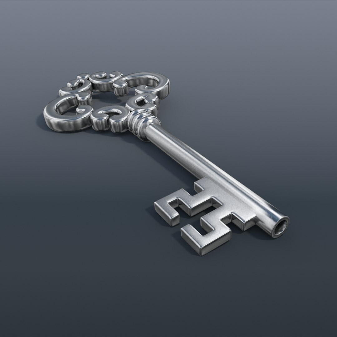 3d Realistic Silver Key Model