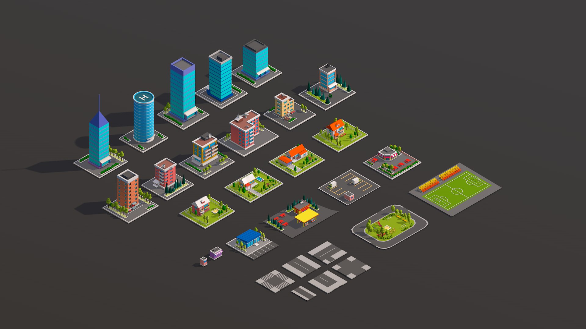 3D Cartoon Buildings Pack - TurboSquid 1318100