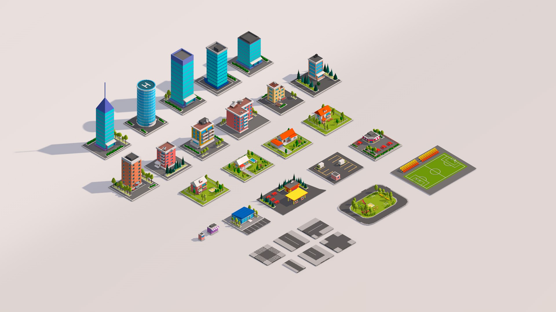 3D Cartoon Buildings Pack - TurboSquid 1318100