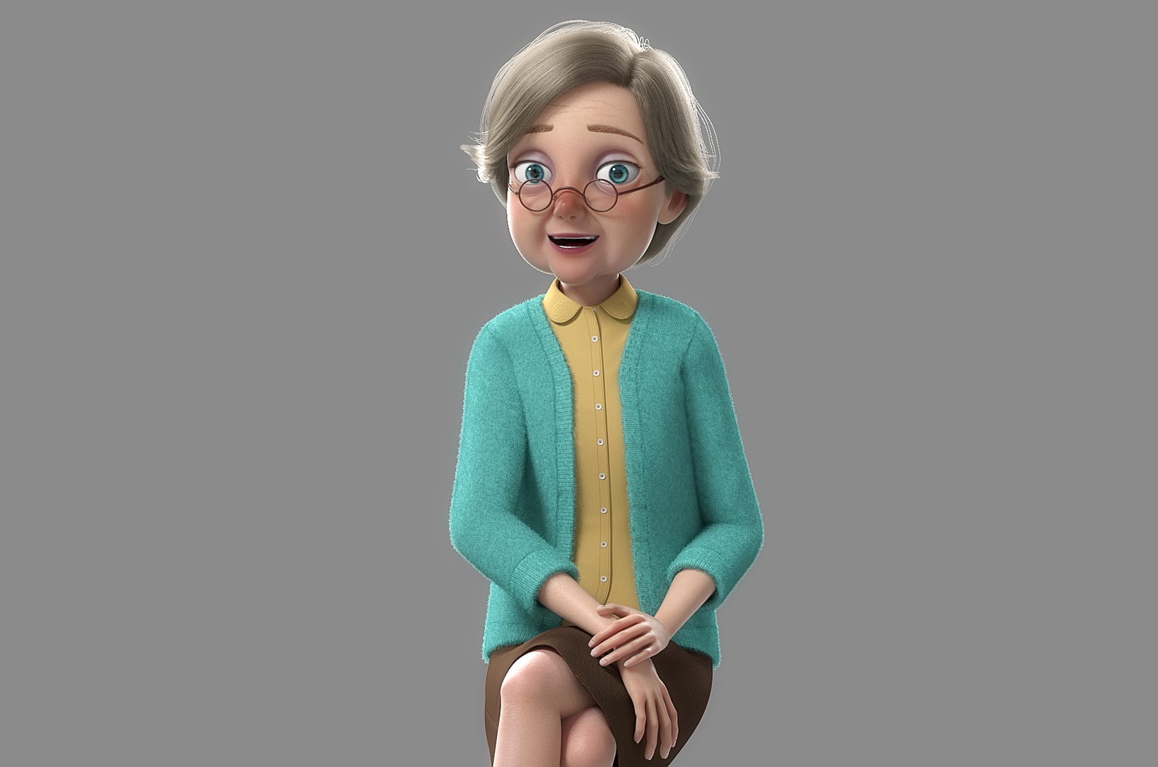 3D Cartoon Old Woman Rigged Character - TurboSquid 1420239