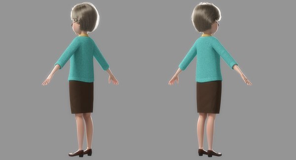 3D cartoon old woman rigged character - TurboSquid 1420239