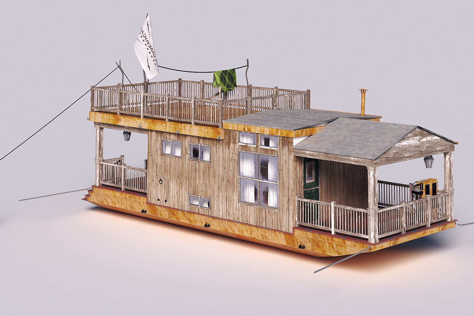 River Boat House Mobile Home 3D Model - TurboSquid 1955349